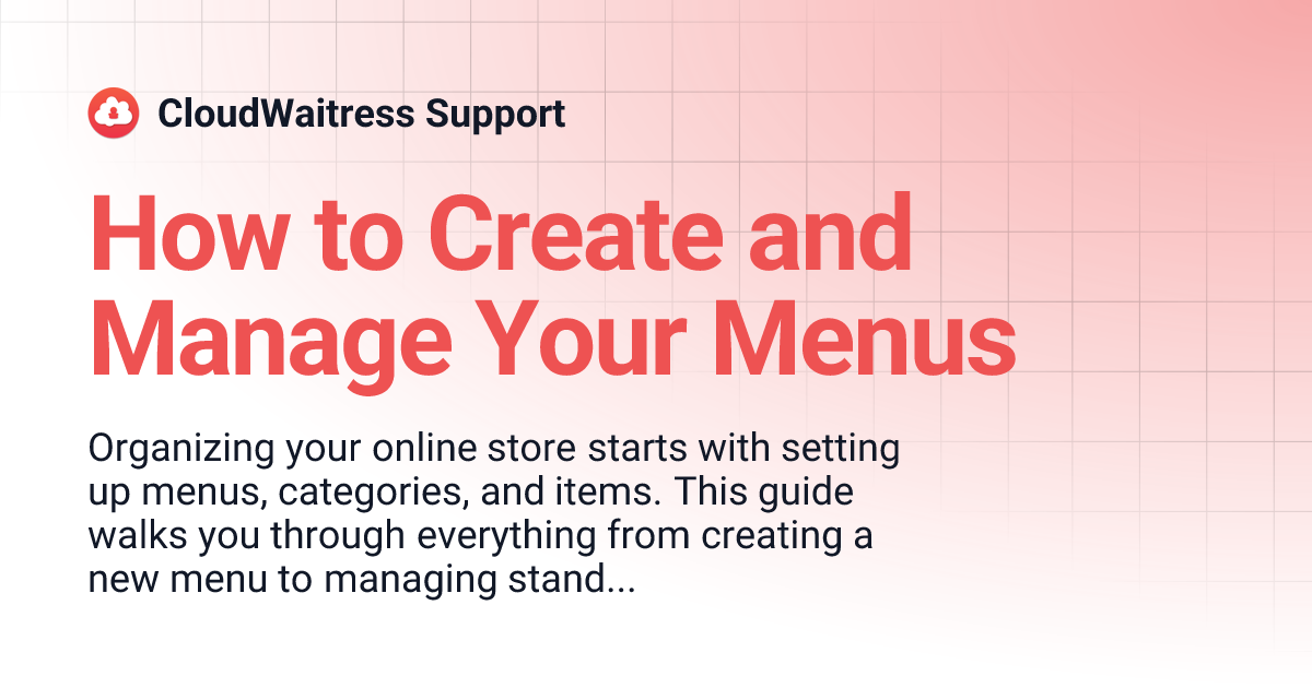 How to Create and Manage Your Menus | CloudWaitress Support