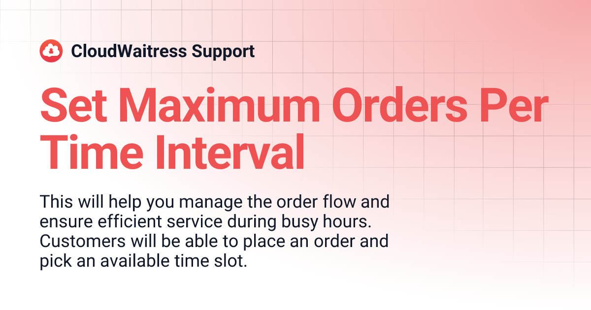 Set Maximum Orders Per Time Interval | CloudWaitress Support